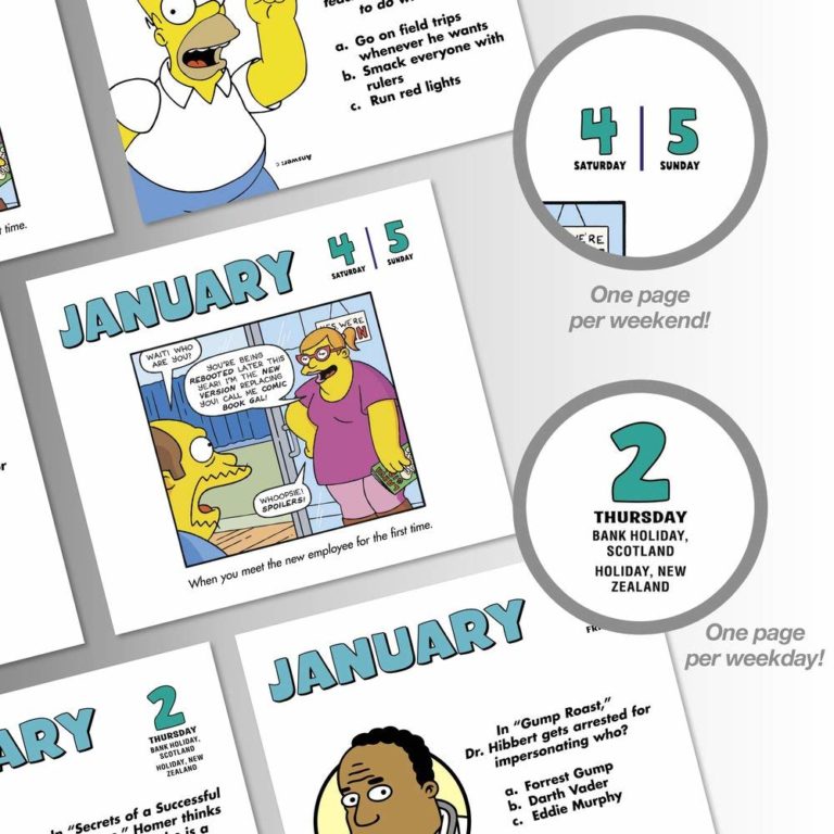 Así serán los calendarios 2020 de Los Simpson - Actualidad Simpson
