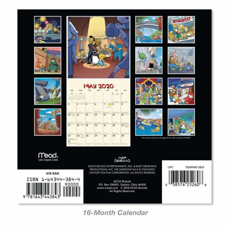 Así serán los calendarios 2020 de Los Simpson - Actualidad Simpson